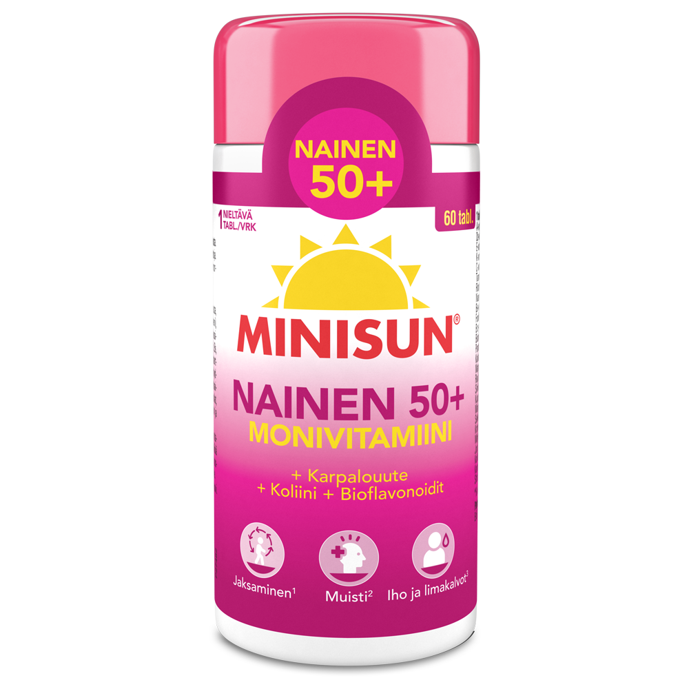 Minisun Monivitamiini Nainen 50+ 60 tbl – Apteekkiplus.fi